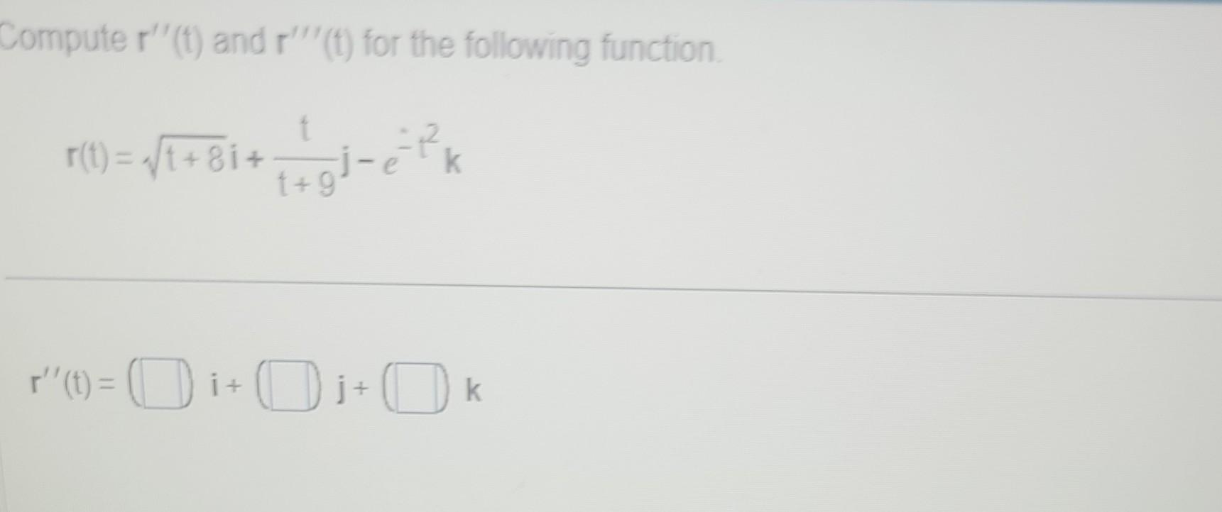 Compute r′′(t) and r′′′(t) for the following function | Chegg.com