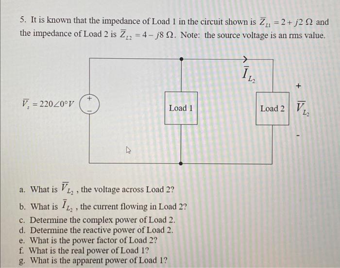 Solved 5. It is known that the impedance of Load 1 in the | Chegg.com