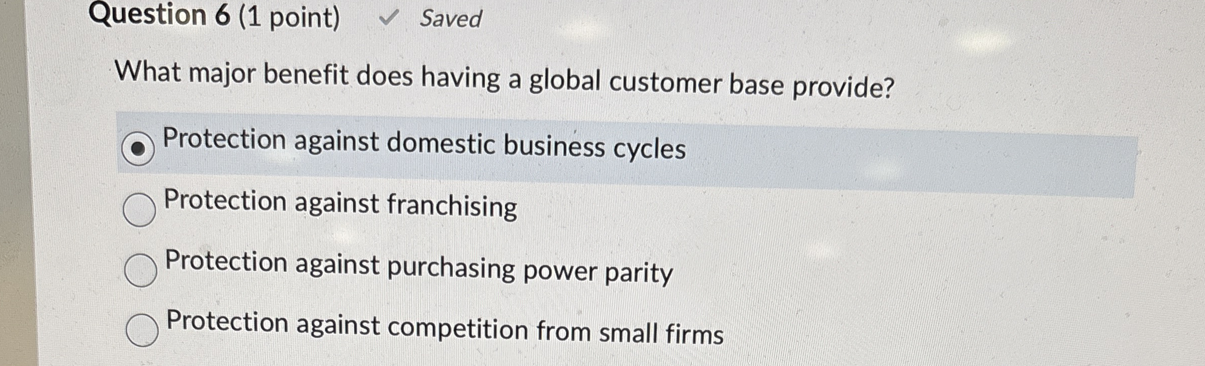 Solved Question 6 (1 ﻿point) ﻿SavedWhat major benefit does | Chegg.com