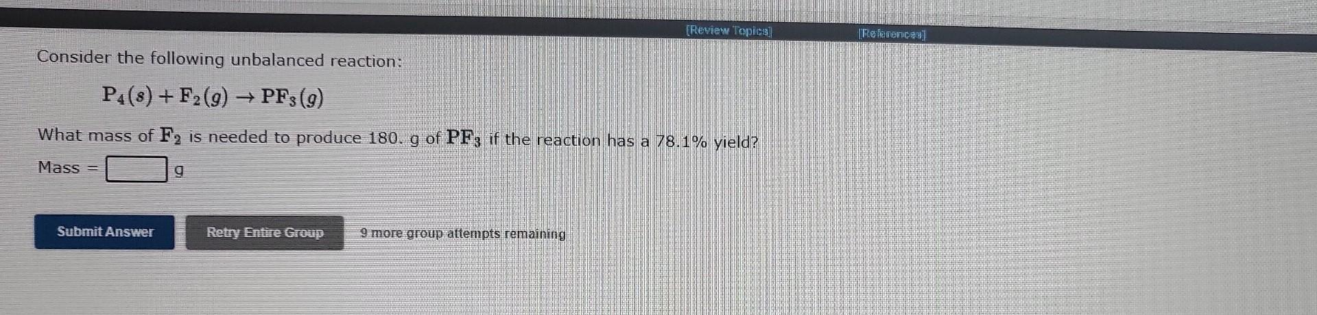 Solved Consider the following unbalanced reaction: | Chegg.com