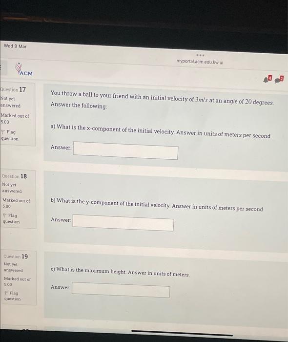 Solved Wed 9 Mar myportal.acm.edu.kw VACM Question 17 a You | Chegg.com