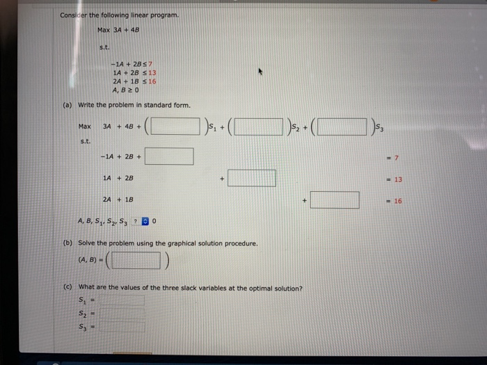 Solved Consider the following linear program. Max 3A + 4B | Chegg.com