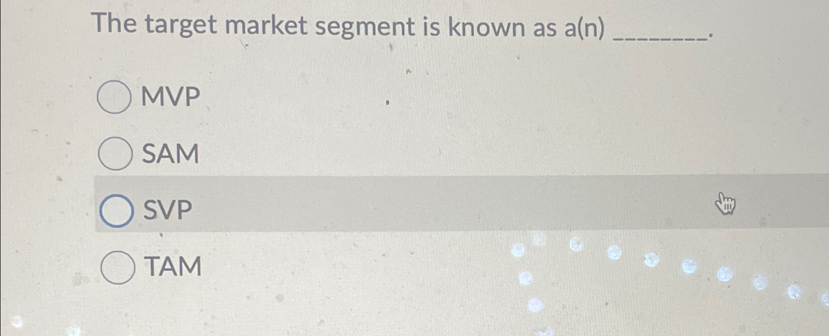 Solved The target market segment is known as | Chegg.com