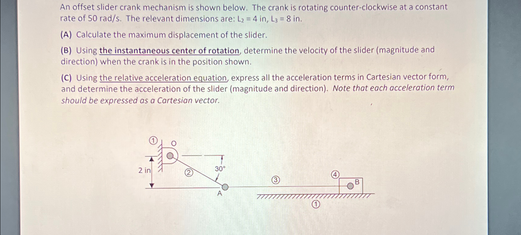 Solved An offset slider crank mechanism is shown below. The | Chegg.com