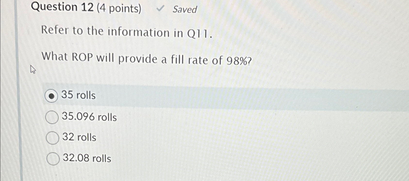 Solved Question 12 (4 ﻿points) ﻿SavedRefer to the | Chegg.com