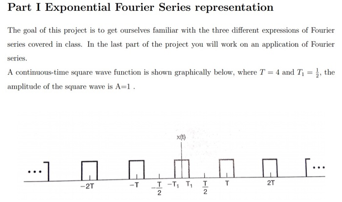 Solved Part I Exponential Fourier Series representation The | Chegg.com