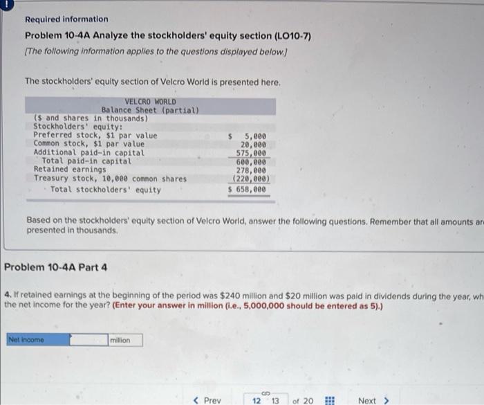 Solved Required information Problem 10-4A Analyze the | Chegg.com