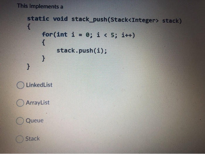 Solved This implements a static void stack_push(Stack stack) | Chegg.com