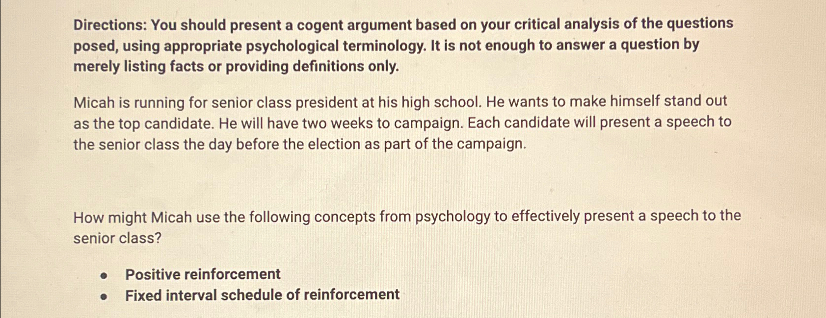Solved Directions You Should Present A Cogent Argument