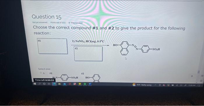 Solved choose the correct compound #1 and #2 to give the | Chegg.com
