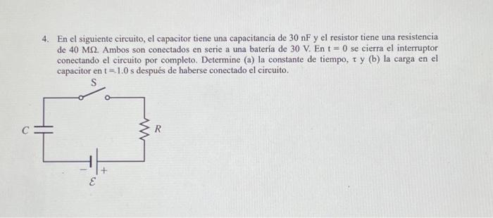 Solved 4. En el siguiente circuito, el capacitor tiene una | Chegg.com