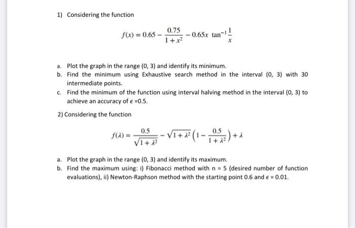 1) Considering the function | Chegg.com