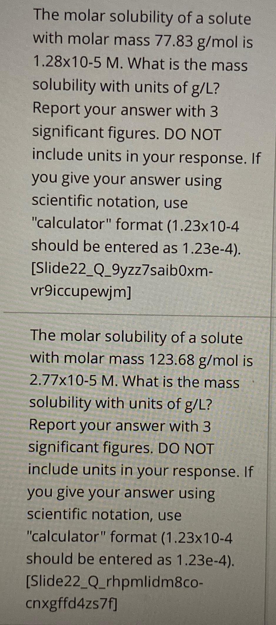 Solved The molar solubility of a solute with molar mass | Chegg.com