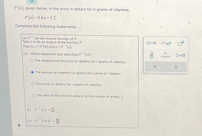 Solved P (n), given below, is the price in dollars for n | Chegg.com