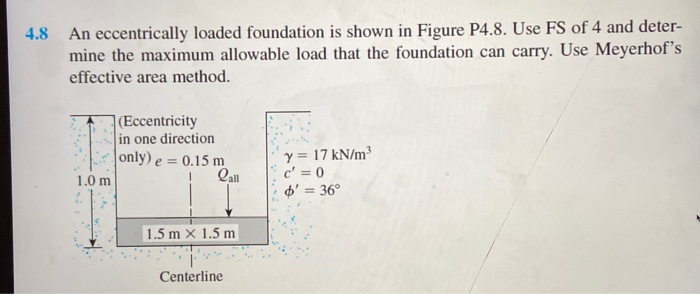 Solved 4.8 An eccentrically loaded foundation is shown in | Chegg.com