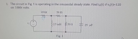 Solved The circuit in Fig. 1 ﻿is operating in the sinusoidal | Chegg.com