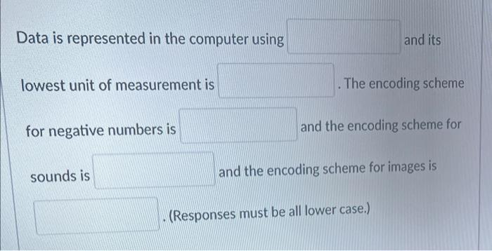 Solved Data is represented in the computer using and its | Chegg.com