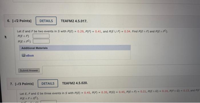 Solved Let E and F be two events in S with | Chegg.com Solved Let E and F be two events in S with | Chegg.com
