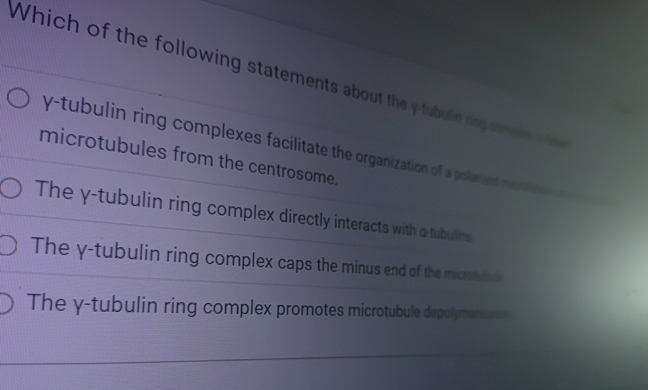Solved Which of the following statements about theγ-tubulin | Chegg.com