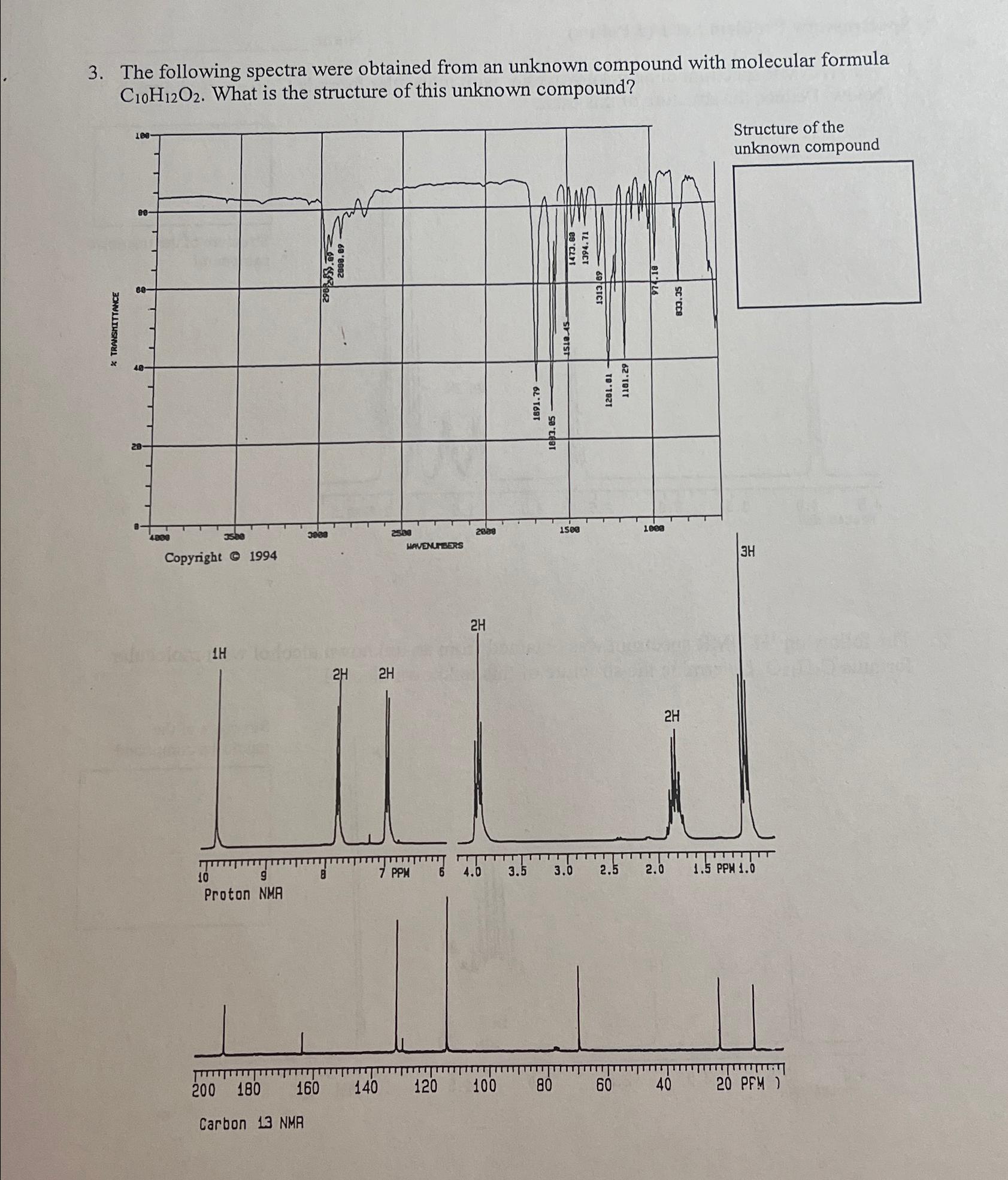 Solved Determine the structure of the unknown compound | Chegg.com