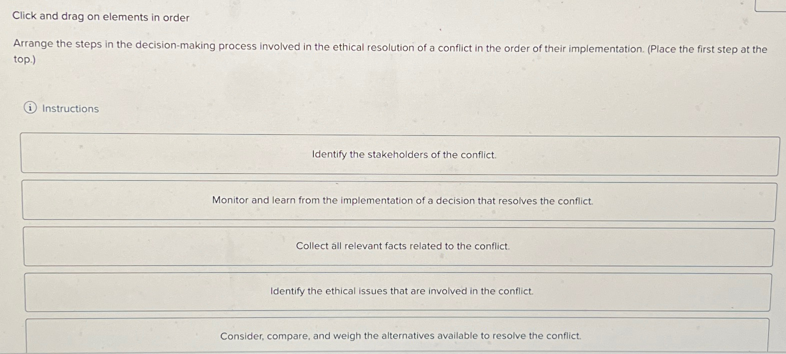 Solved Click and drag on elements in orderArrange the steps | Chegg.com