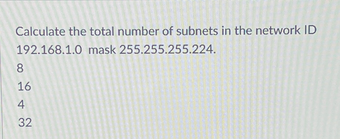 Solved Calculate the total number of subnets in the network | Chegg.com Solved Calculate the total number of subnets in the network | Chegg.com