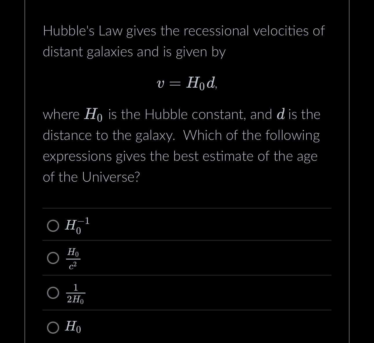 Solved Hubble's Law gives the recessional velocities of | Chegg.com