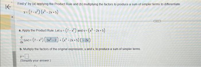 Solved Find y′ by (a) applying the Product Rule and (b) | Chegg.com