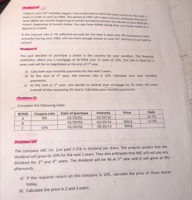 Solved Problem IV Today is your 25क birthday (Again). | Chegg.com