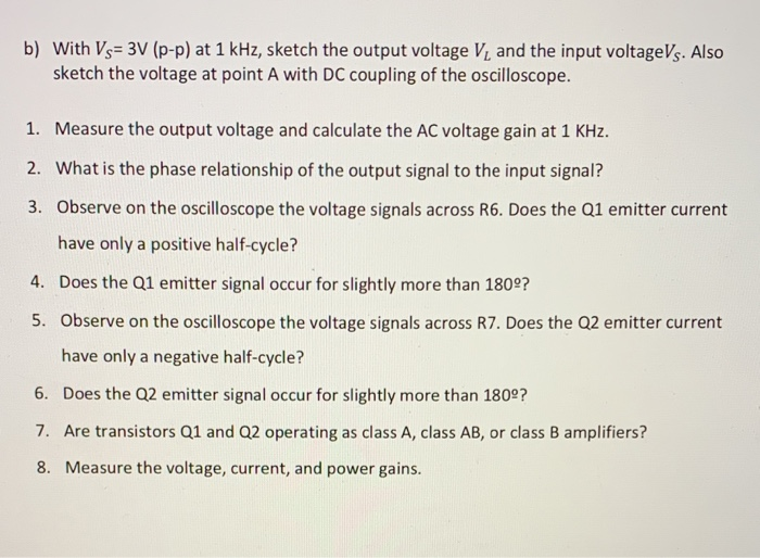 Procedure IV: Complementary-Symmetry Class B Power | Chegg.com