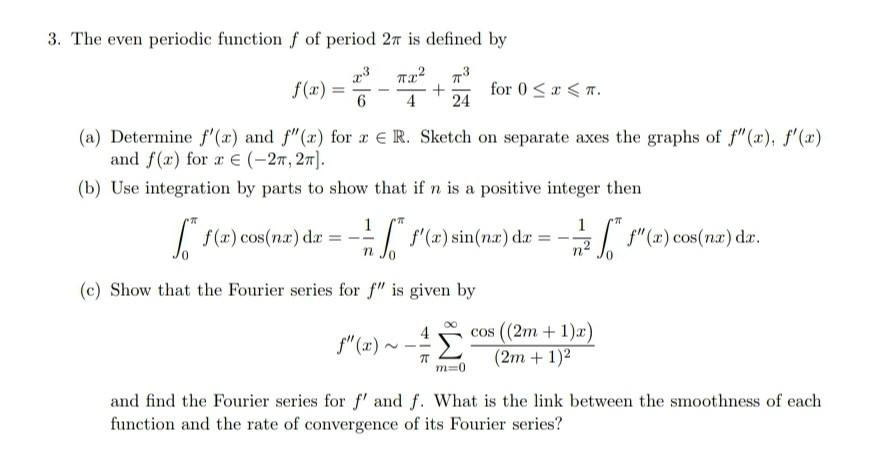 Solved 3. The even periodic function f of period 2π is | Chegg.com