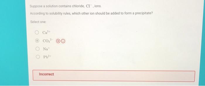 Solved Suppose a solution contains chloride, CI", ions | Chegg.com