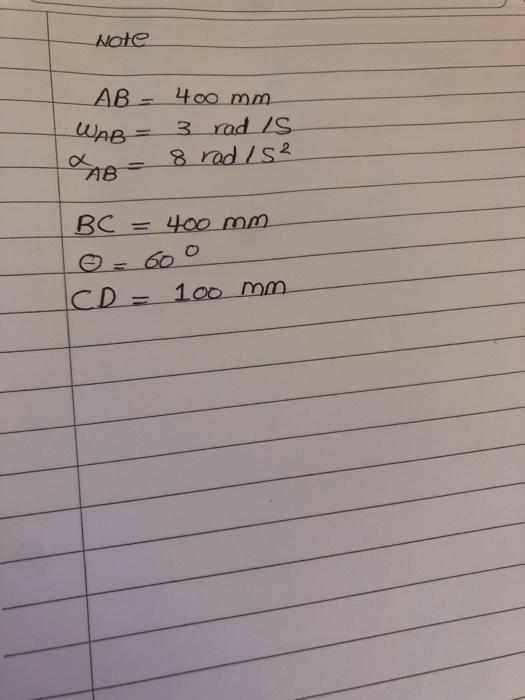 Solved A machine component consists of a four-bar linkage | Chegg.com