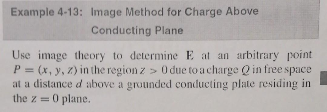 Solved Example 4-13: Image Method for Charge Above | Chegg.com