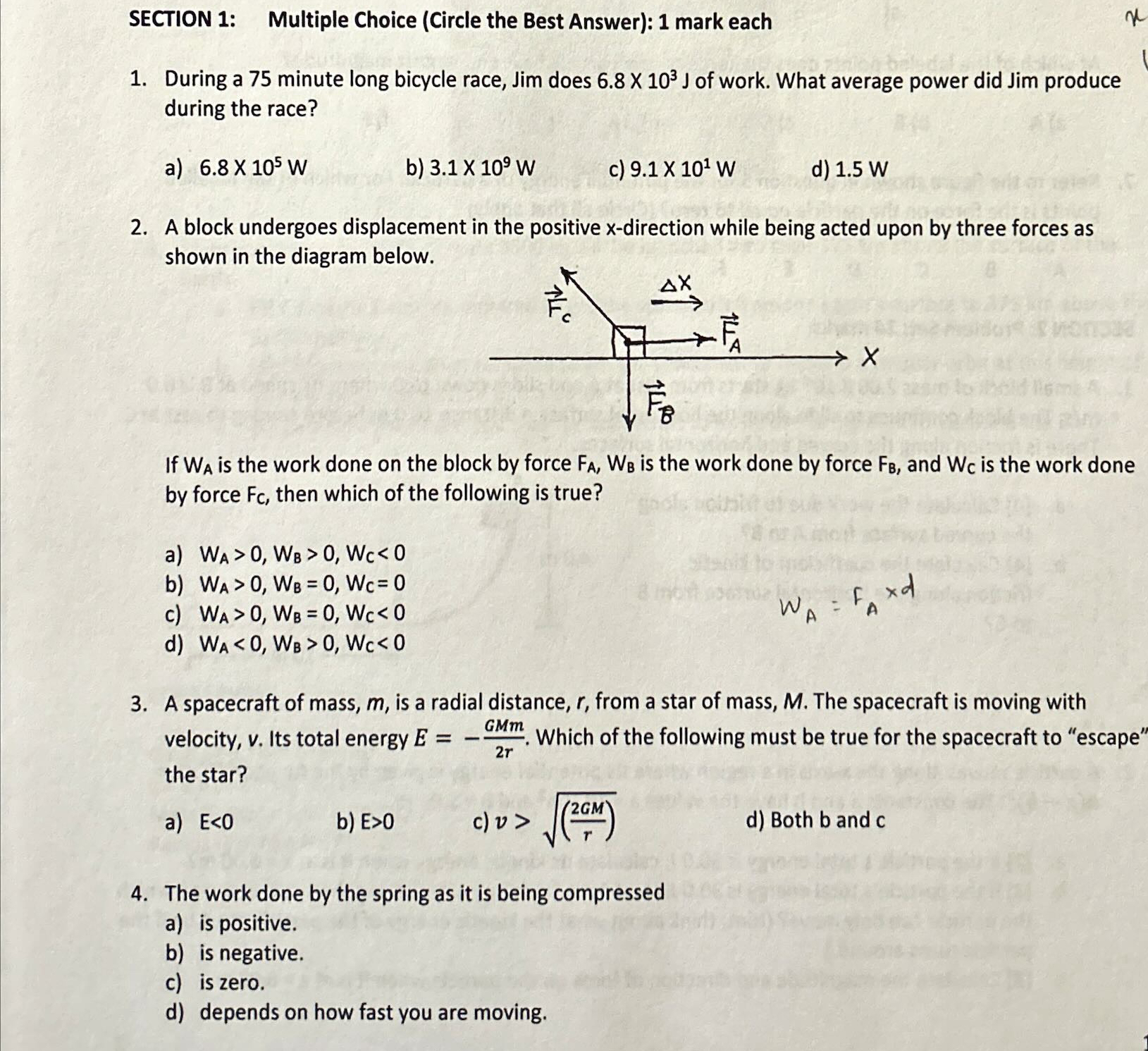 Solved Section 1 Multiple Choice Circle The Best Answer
