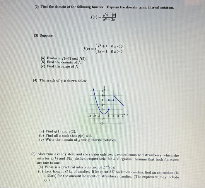Solved (2) Find the domain of the following function. | Chegg.com
