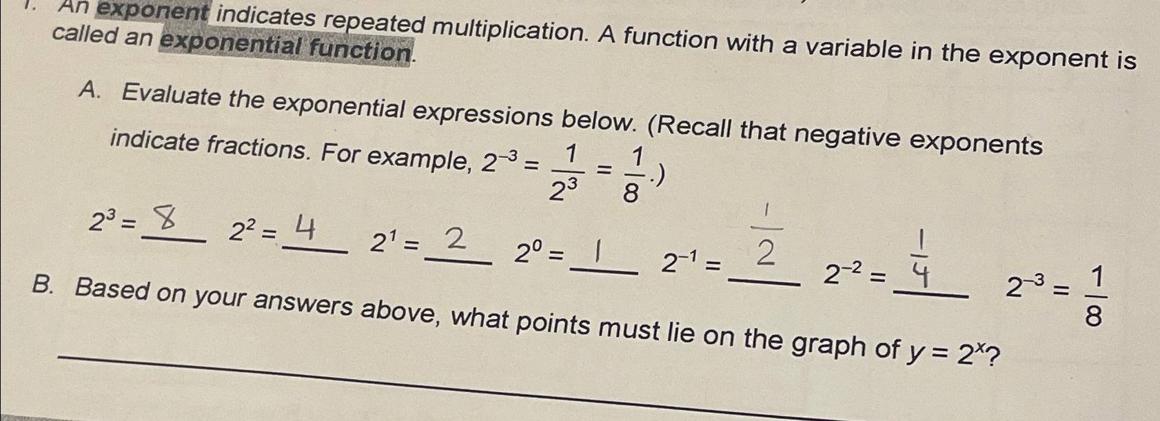 Solved An exponent indicates repeated multiplication. A | Chegg.com