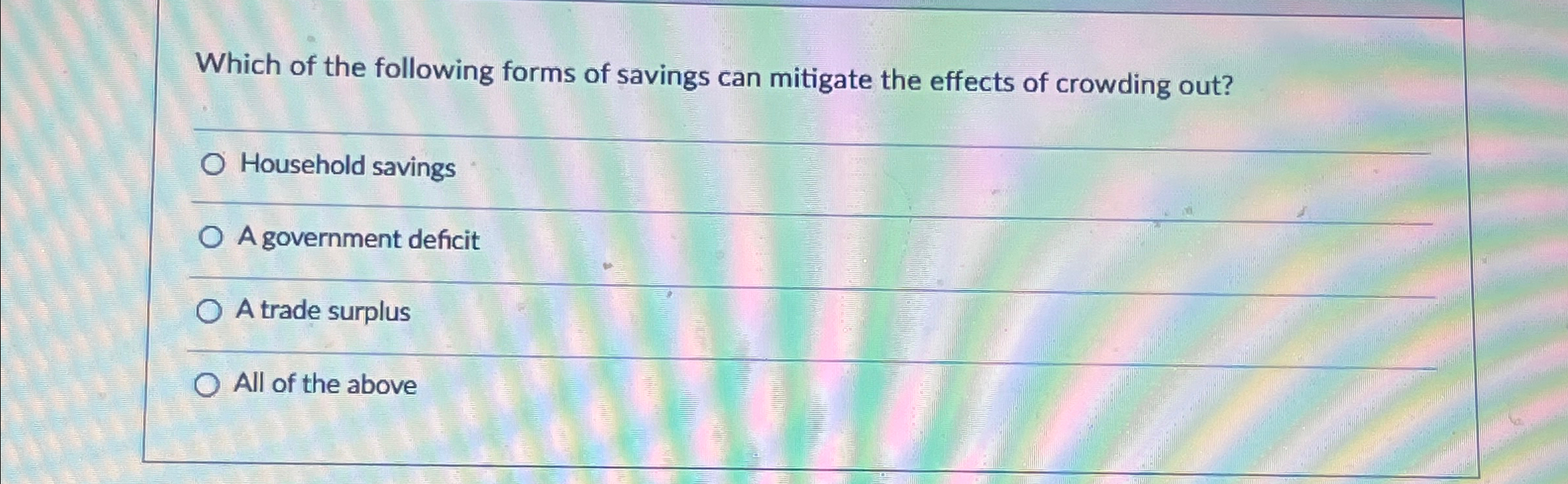 Solved Which of the following forms of savings can mitigate | Chegg.com
