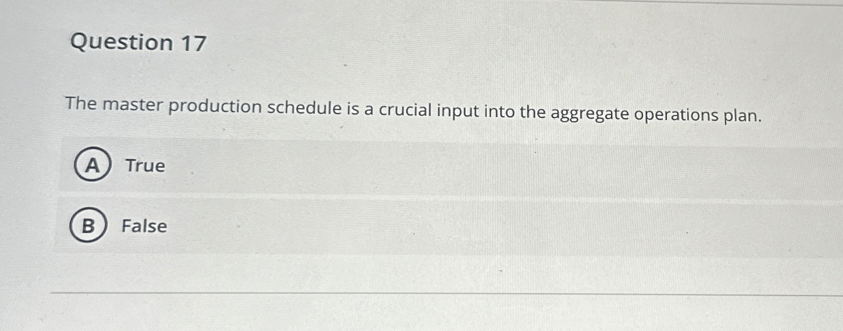 Solved Question 17The master production schedule is a | Chegg.com