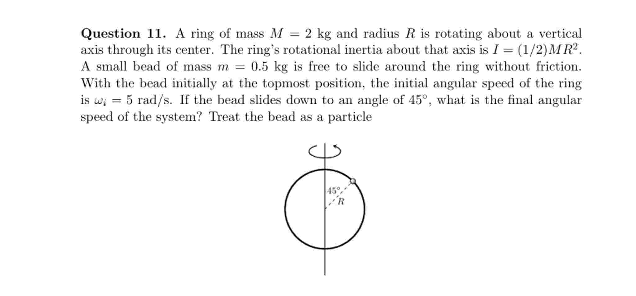 Solved Question 11. ﻿A ring of ﻿mass M=2kg ﻿and radius R is | Chegg.com