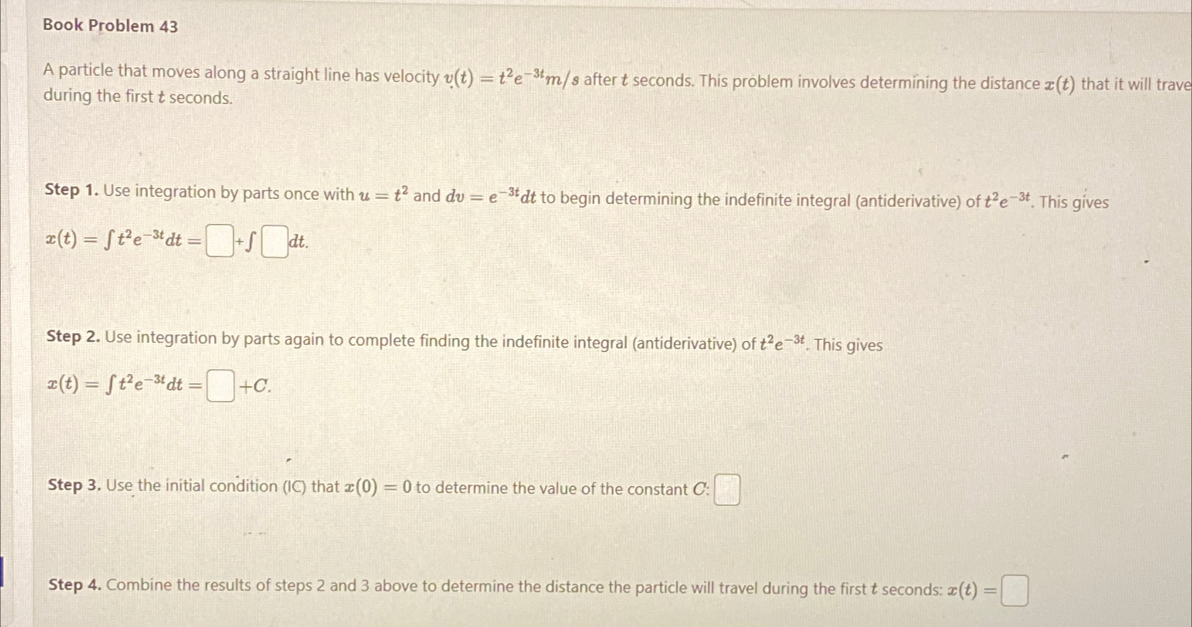 Solved Book Problem 43A particle that moves along a straight | Chegg.com