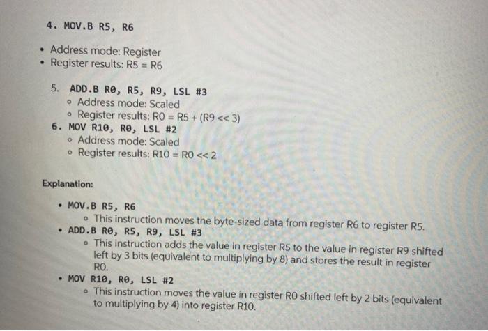 Solved 4. MOV.B R5, R6 - Address mode: Register - Register | Chegg.com