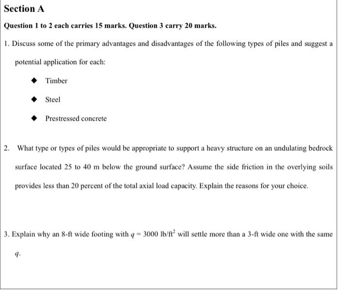 Solved Section A Question 1 to 2 each carries 15 marks. | Chegg.com