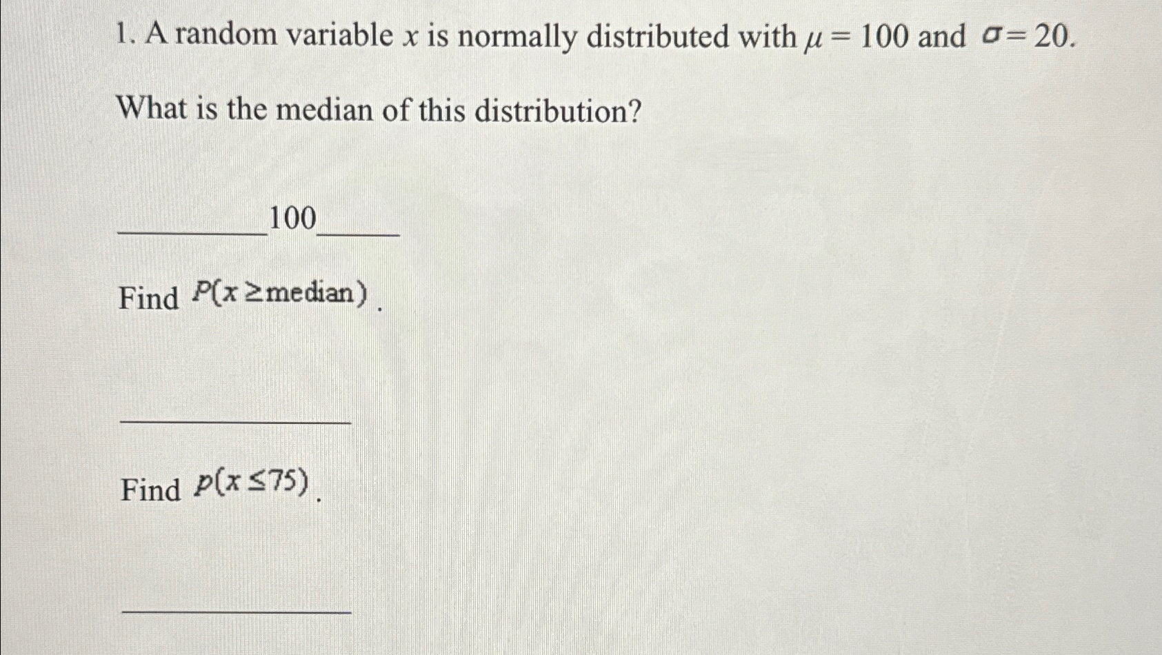 Solved A random variable x ﻿is normally distributed with | Chegg.com