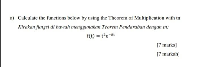 Solved a) Calculate the functions below by using the Theorem | Chegg.com