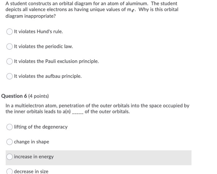 Solved A student constructs an orbital diagram for an atom | Chegg.com
