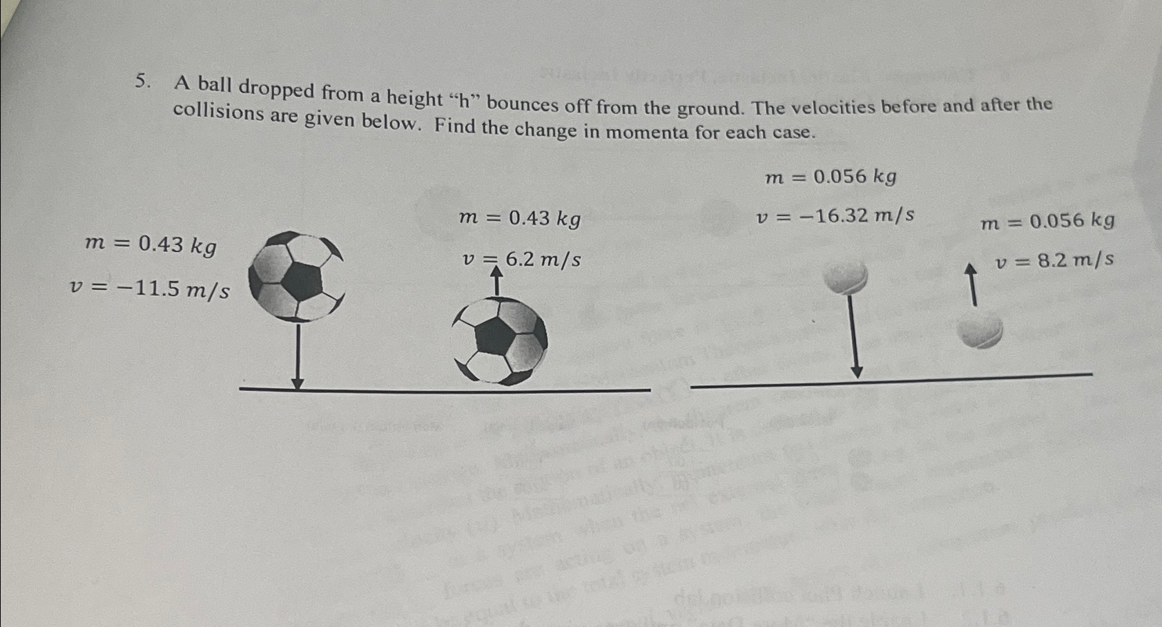 Solved A ball dropped from a height " h " ﻿bounces off from | Chegg.com