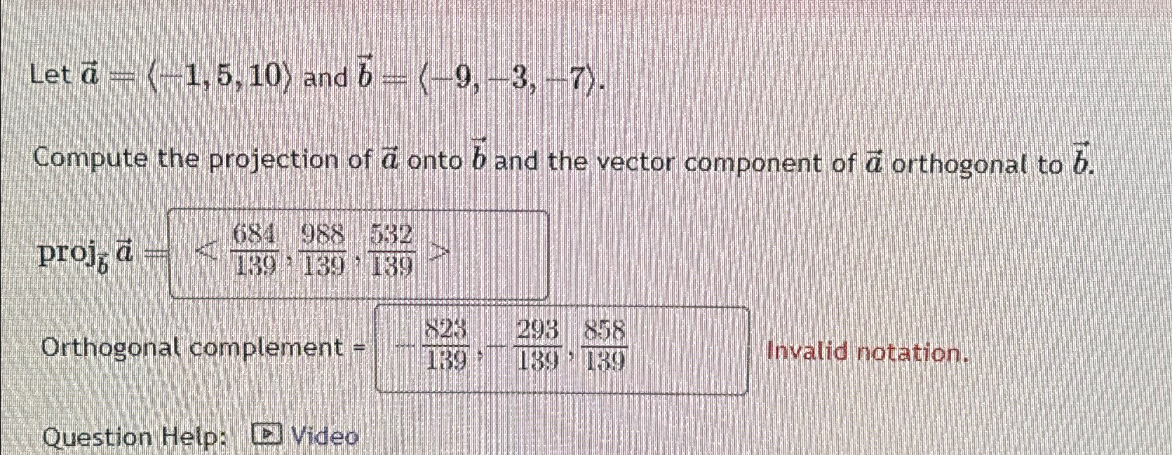 Solved Let vec(a)=(:-1,5,10:) ﻿and | Chegg.com