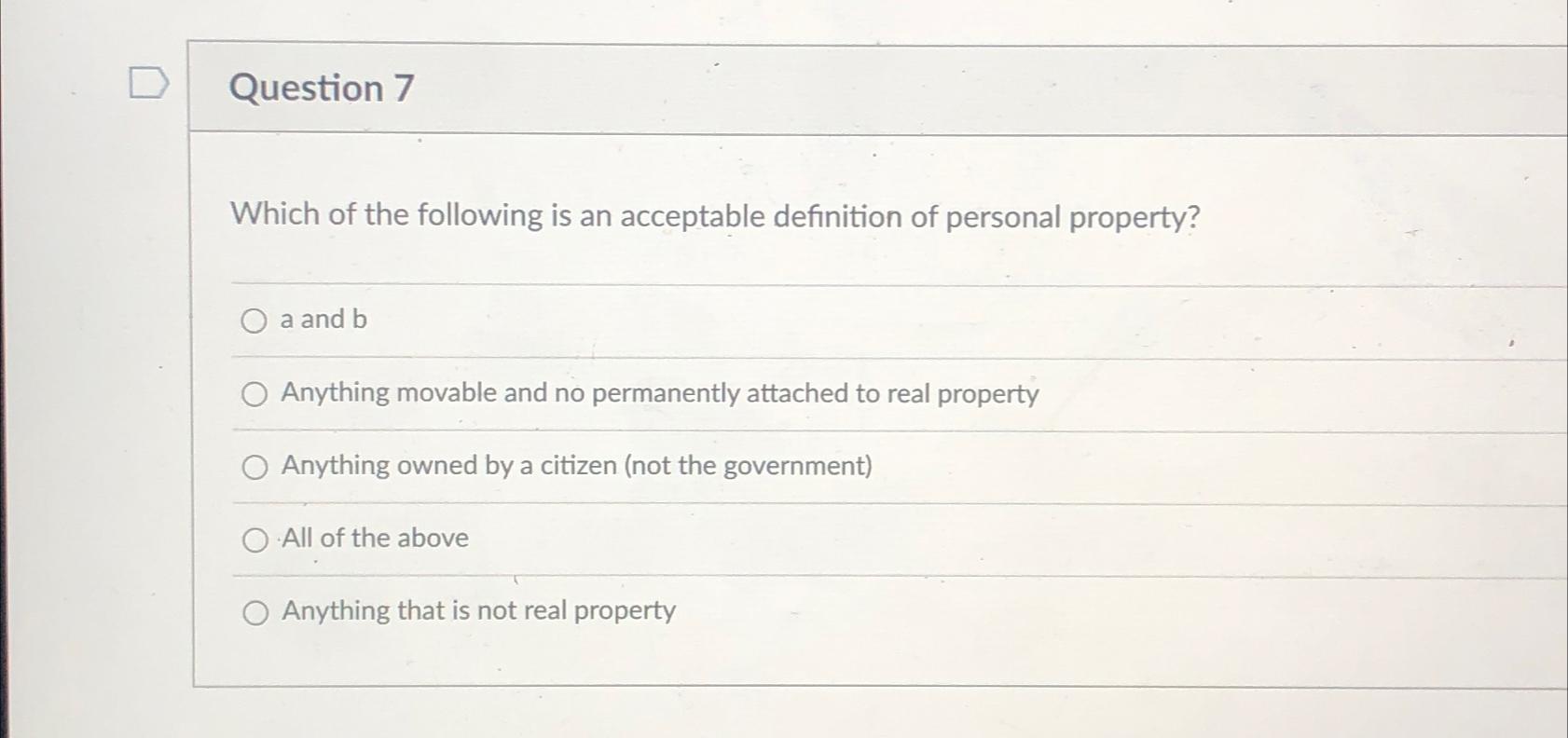 Solved Question 7Which of the following is an acceptable | Chegg.com