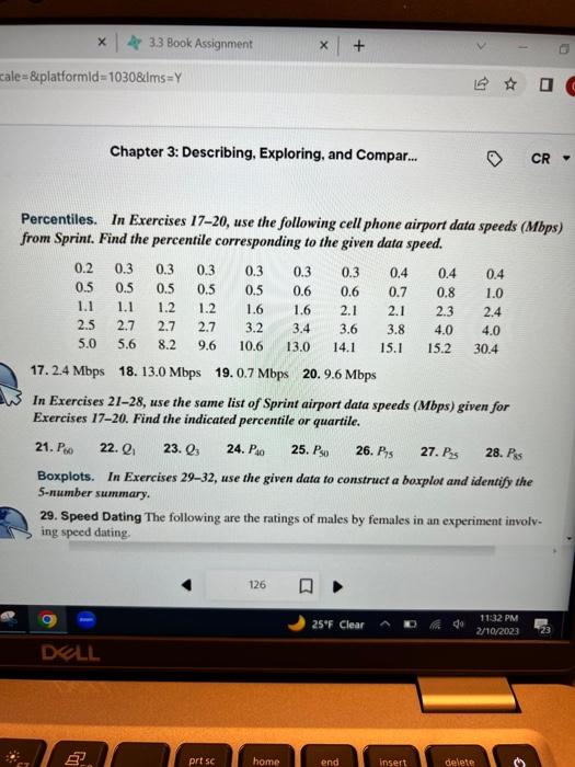 Percentiles. In Exercises 17-20, use the following | Chegg.com